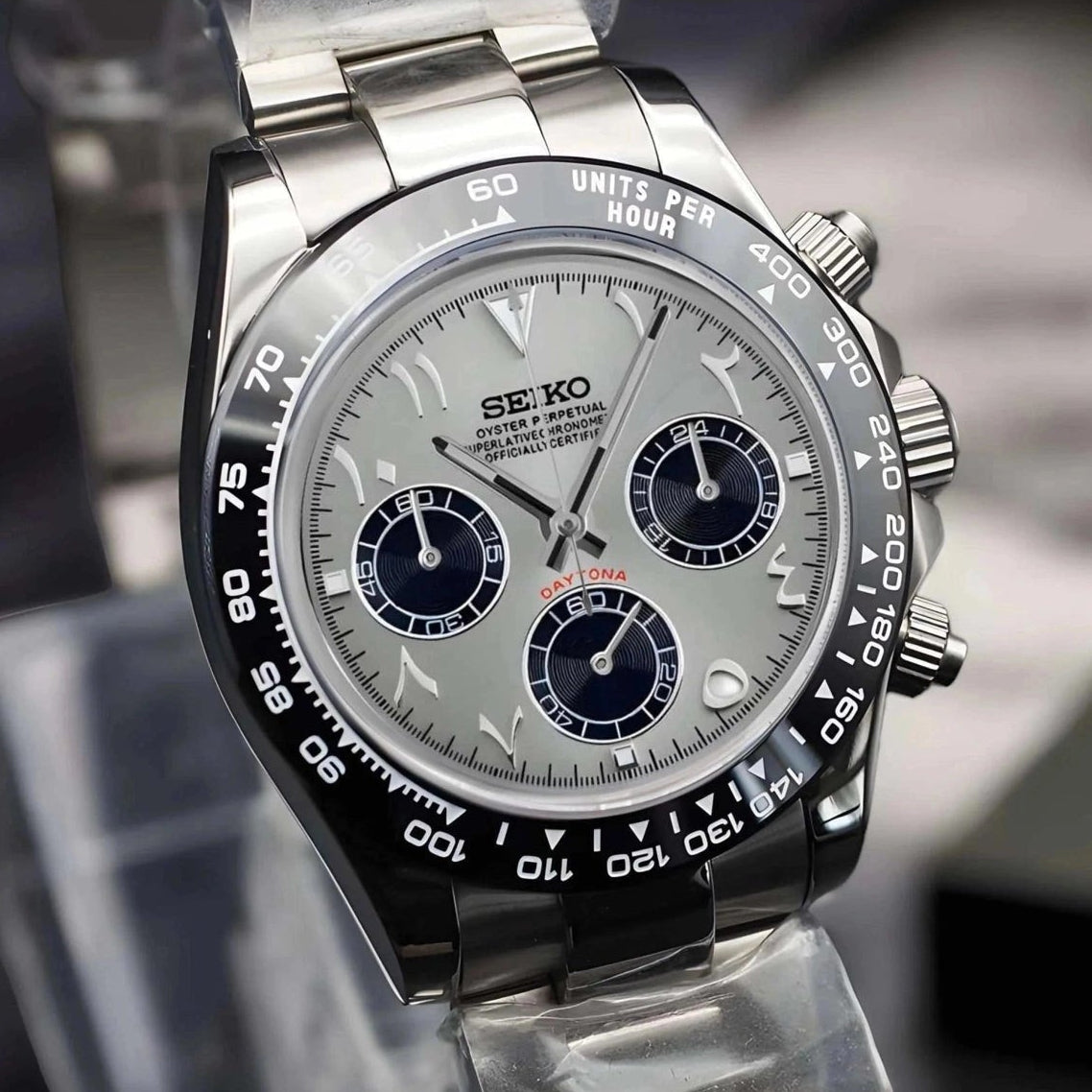Slate Grey Arabic Daytona Mod | Steel Chronograph | VK63 Meca-Quartz ...